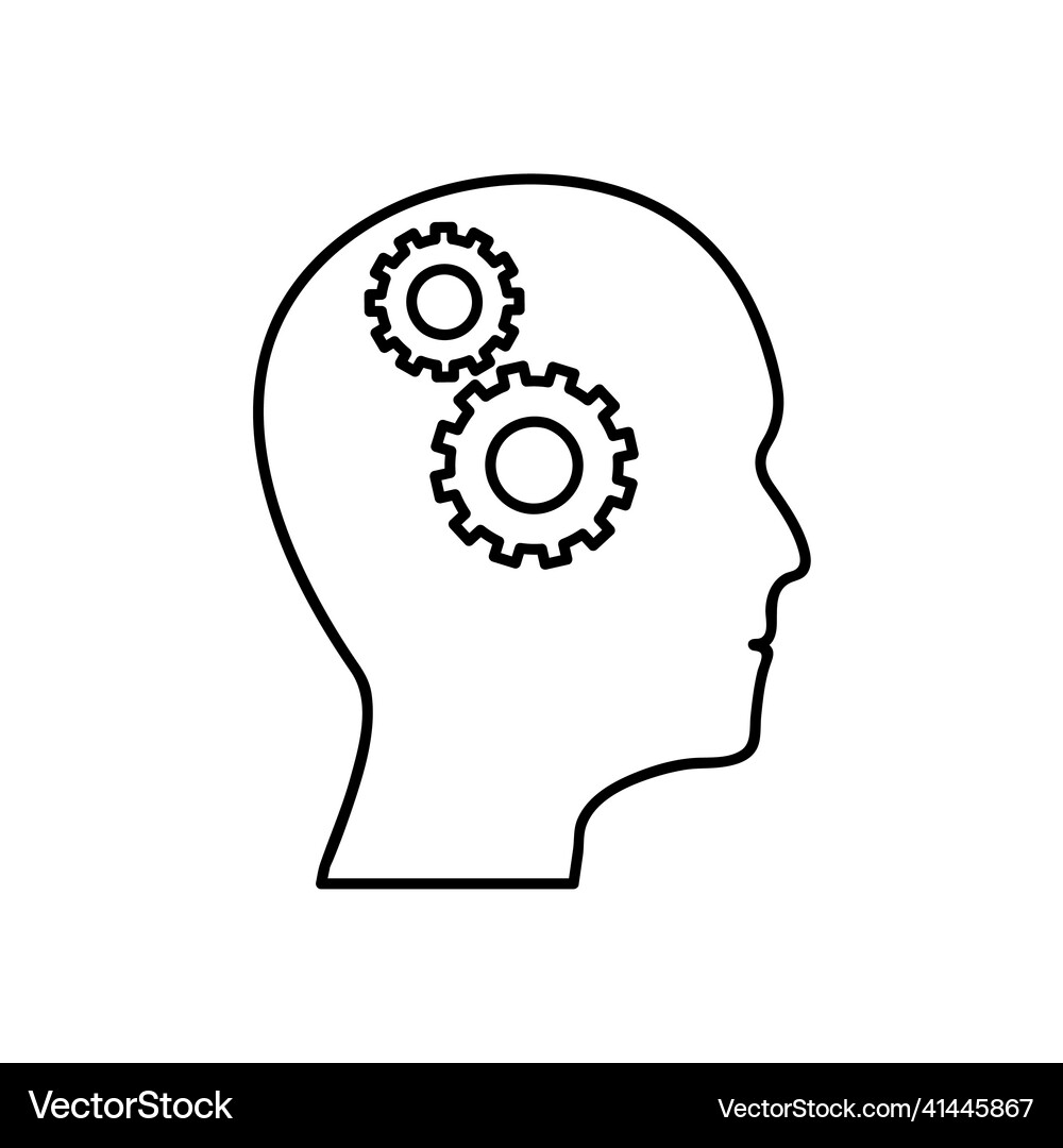 Human head with gear symbol icon thin line Vector Image