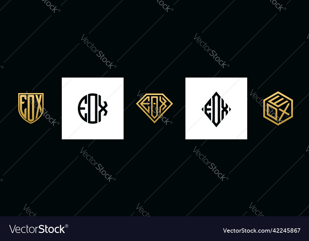 Initial letters eox logo designs bundle Royalty Free Vector