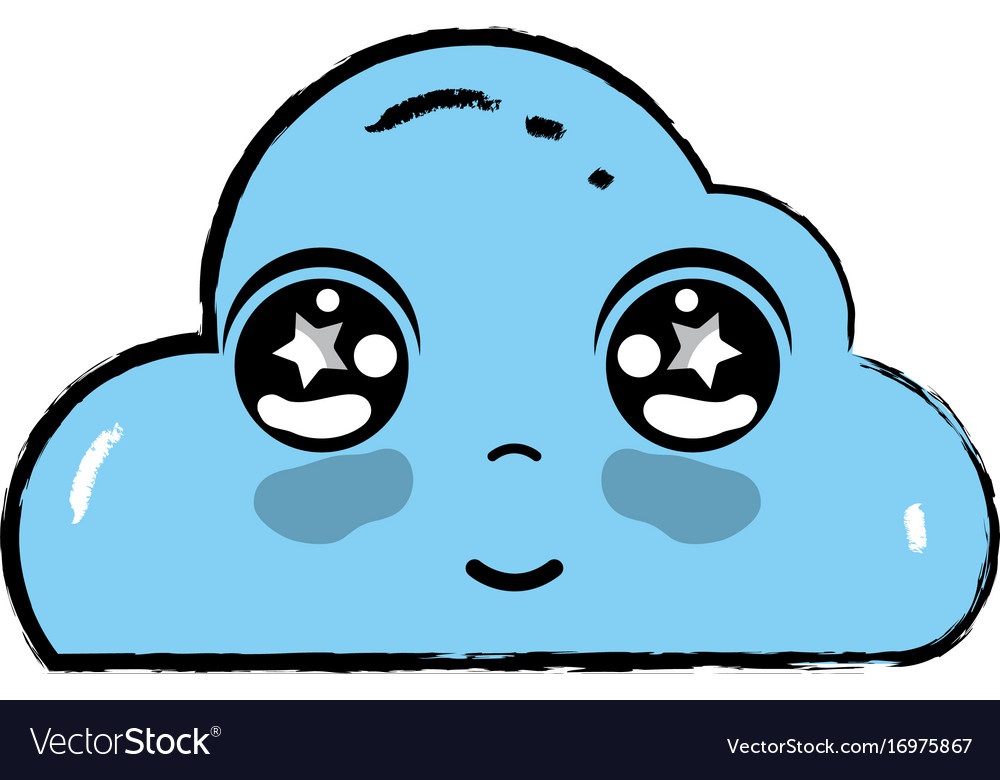 Kawaii cute happy cloud weather Royalty Free Vector Image