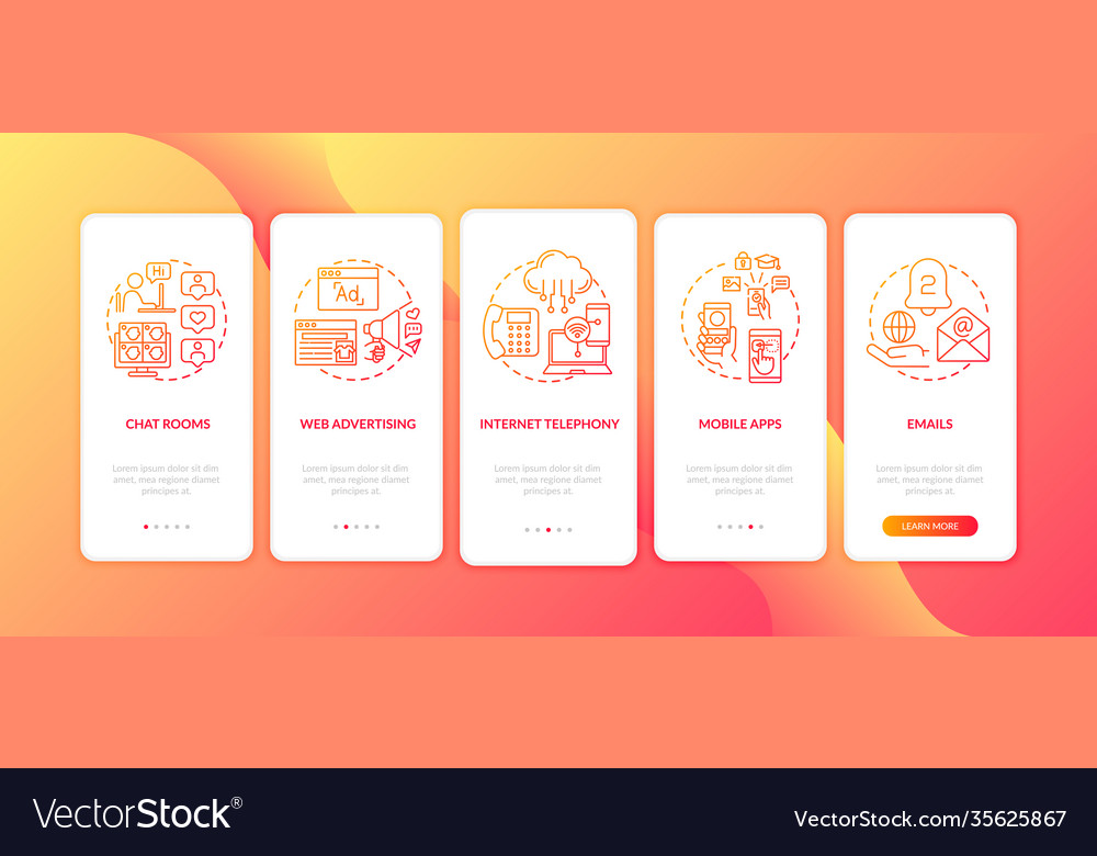 New media examples onboarding mobile app page Vector Image