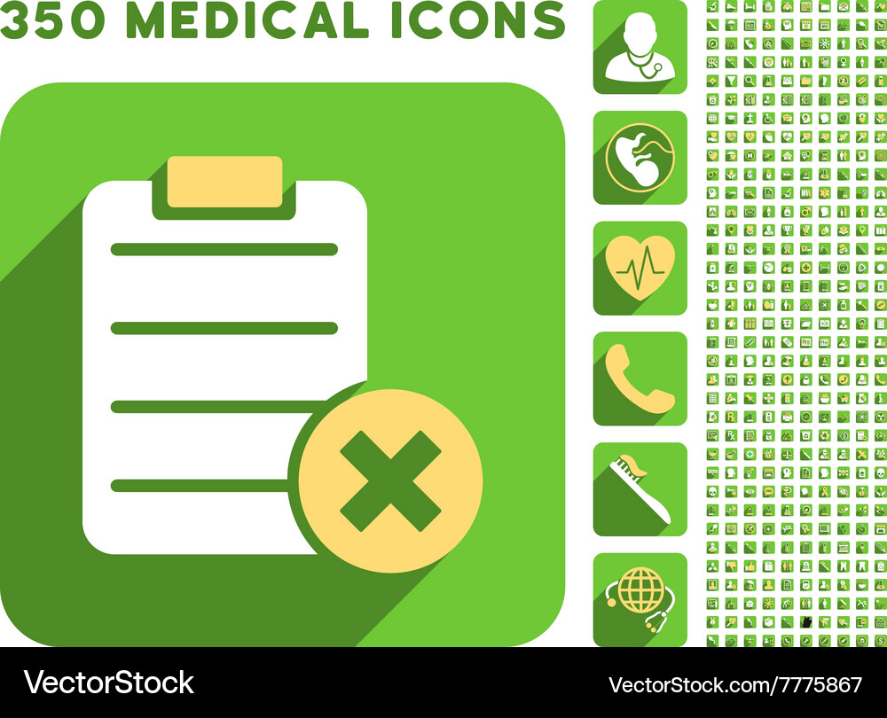 Reject form icon and medical longshadow set Vector Image