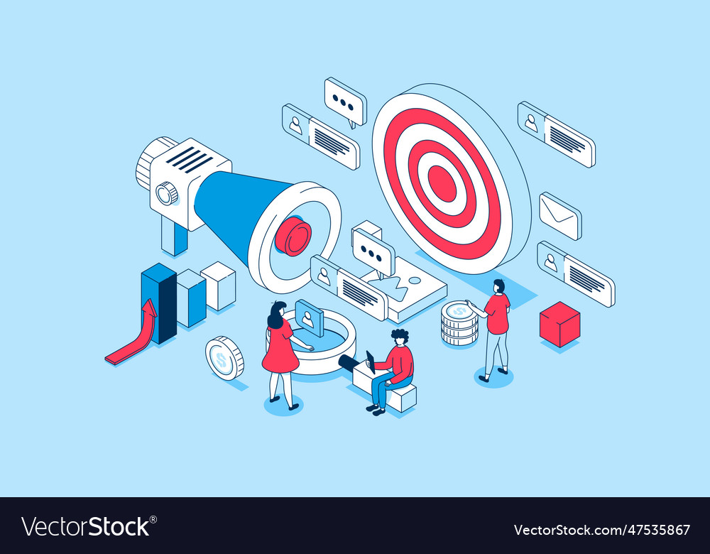 Target audience concept in 3d isometric design Vector Image