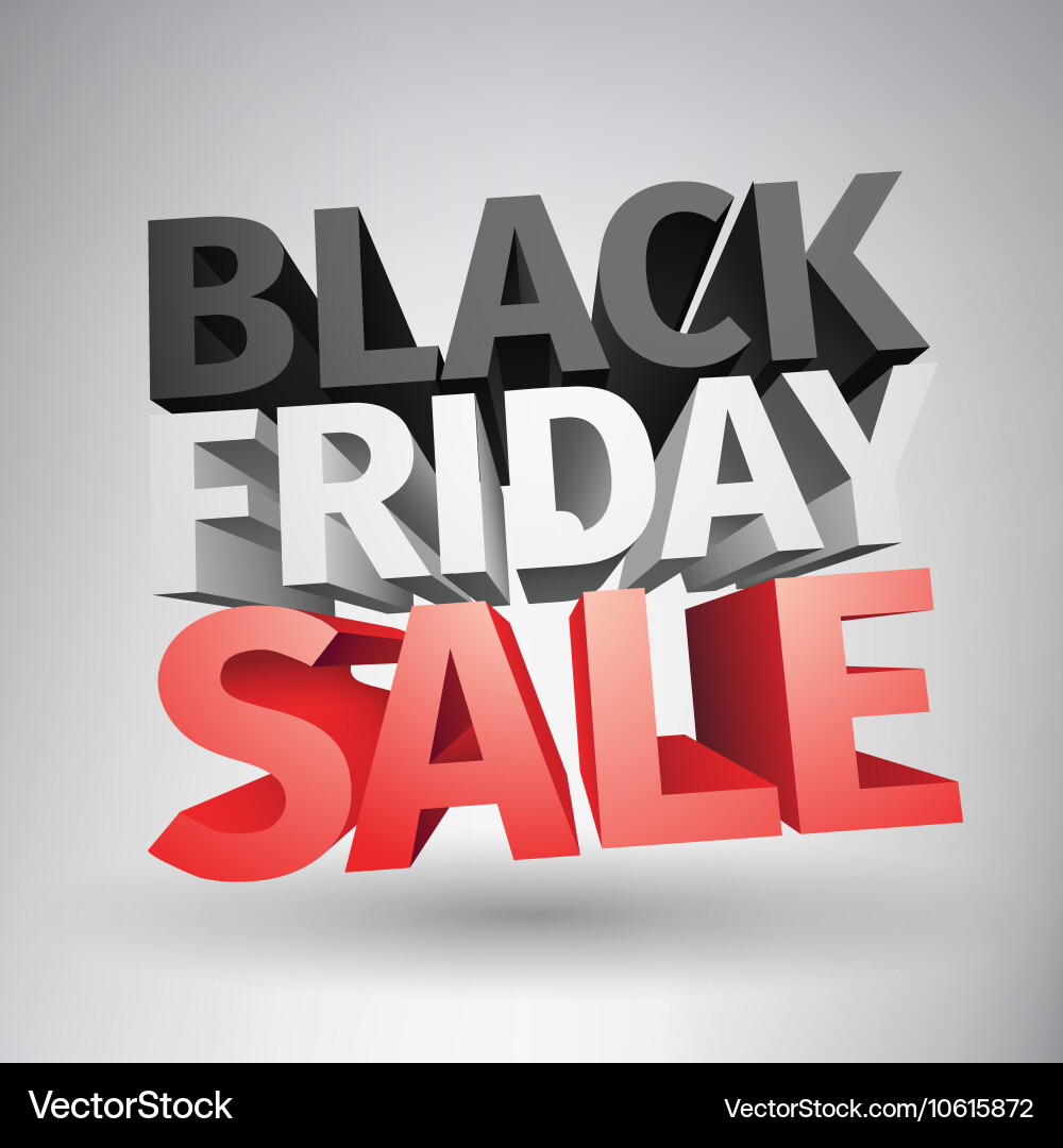3d big friday sale text isolated on white Vector Image
