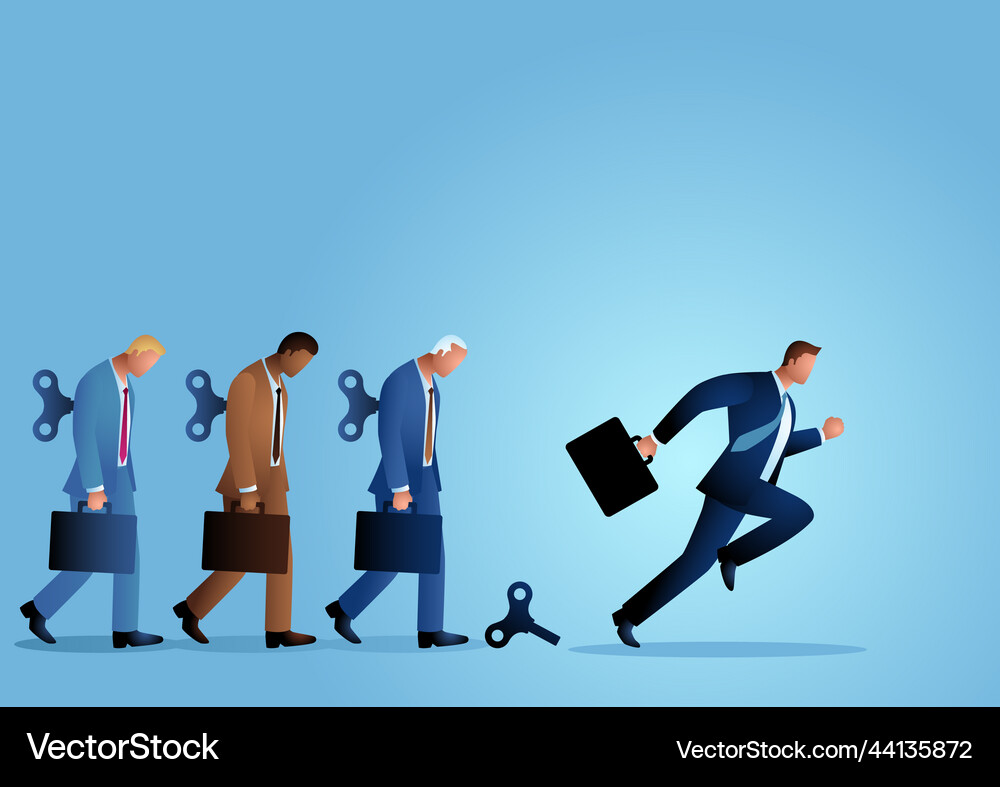 Businessman running after his winder released Vector Image