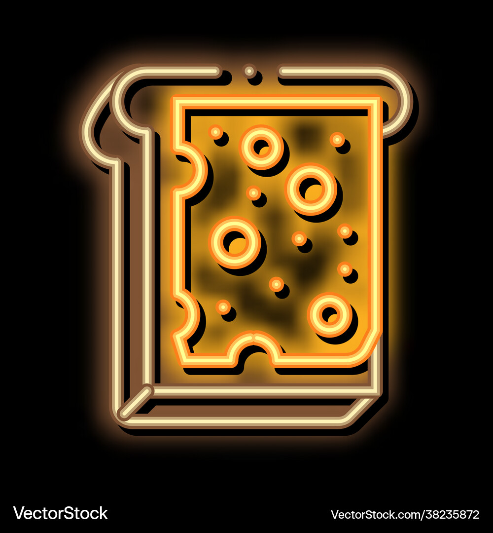 Cheese sandwich neon glow icon Royalty Free Vector Image