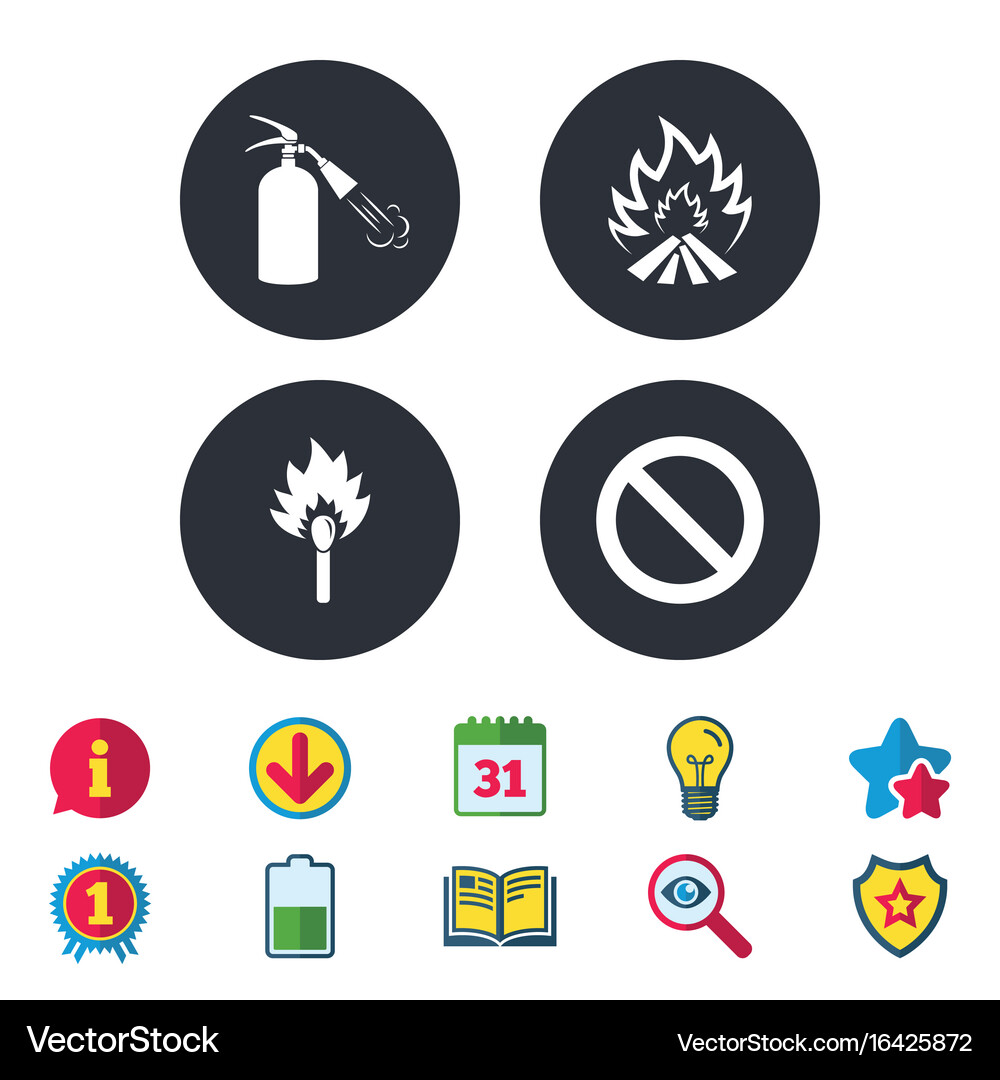 Fire flame icons prohibition stop symbol Vector Image