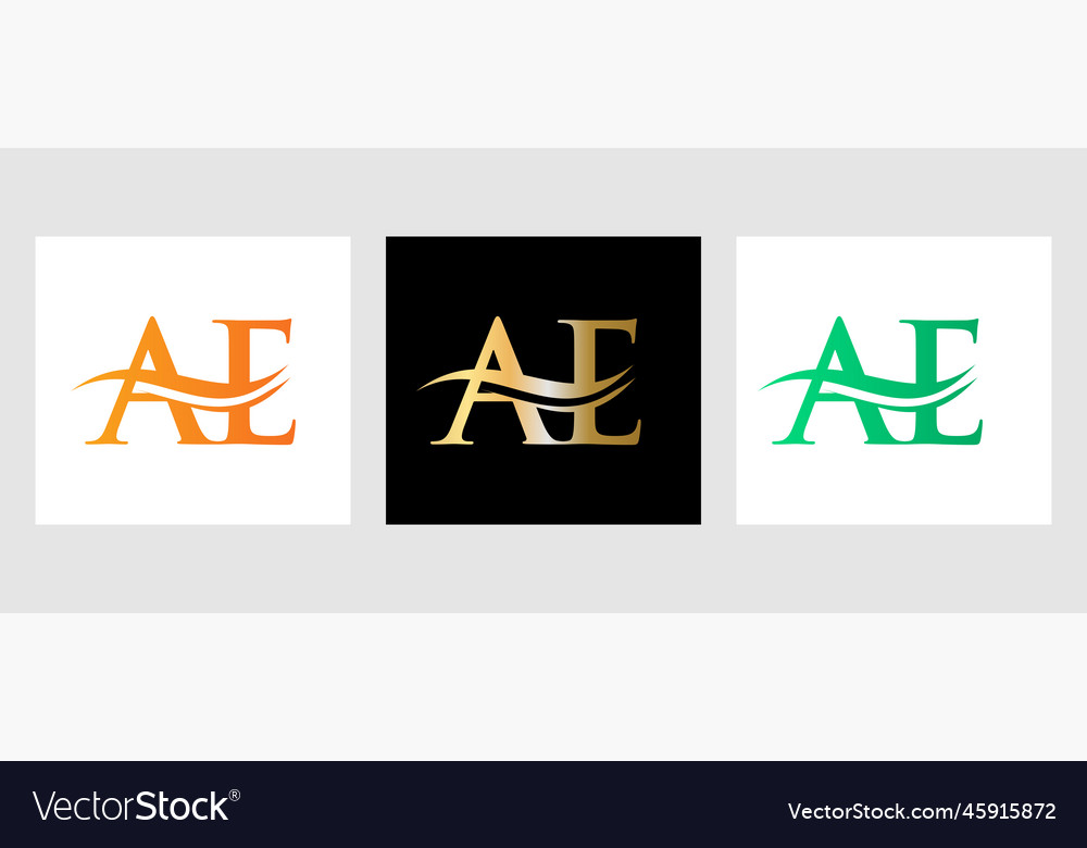 Initial monogram letter ae logo design Royalty Free Vector