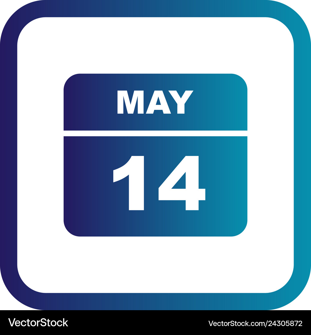 May 14th date on a single day calendar Royalty Free Vector
