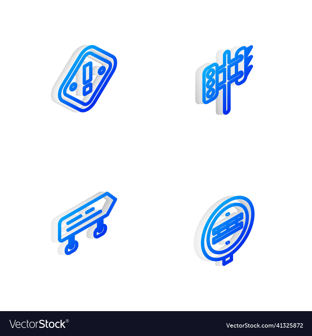 Set isometric line traffic light exclamation mark Vector Image Set isometric line traffic light exclamation mark Vector Image