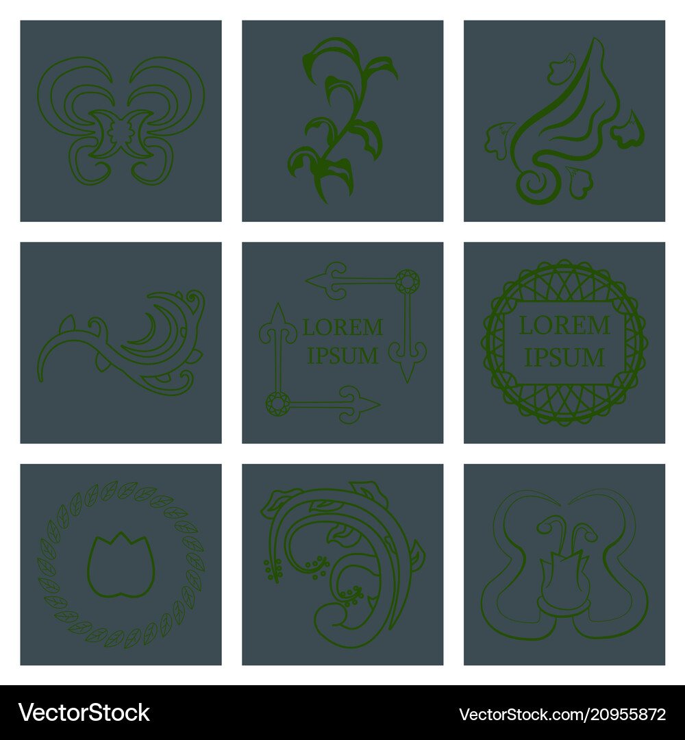 Set of flat design elements in vintage style Vector Image