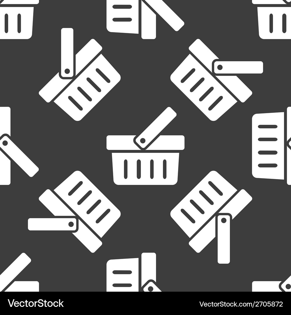 Shopping basket web icon flat design seamless Vector Image