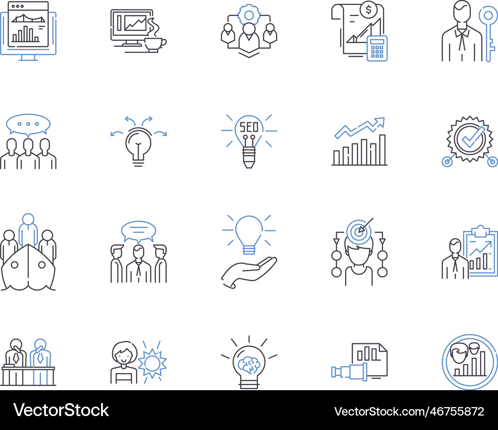 Strategy planning outline icons collection Vector Image