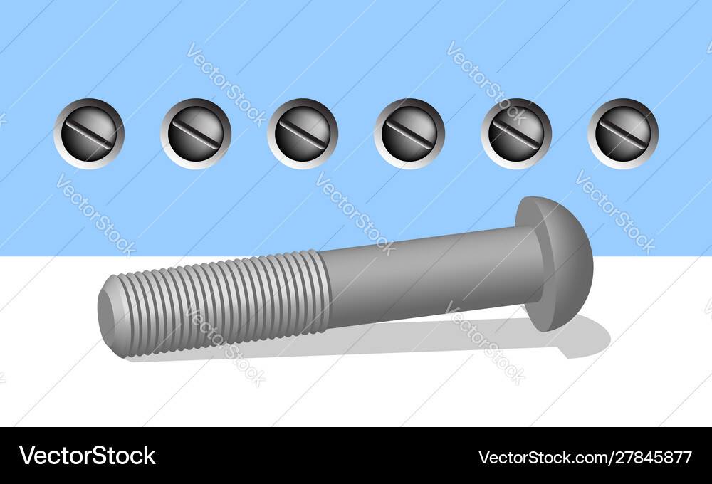 3d metal bolt with a shadow on a blue white Vector Image