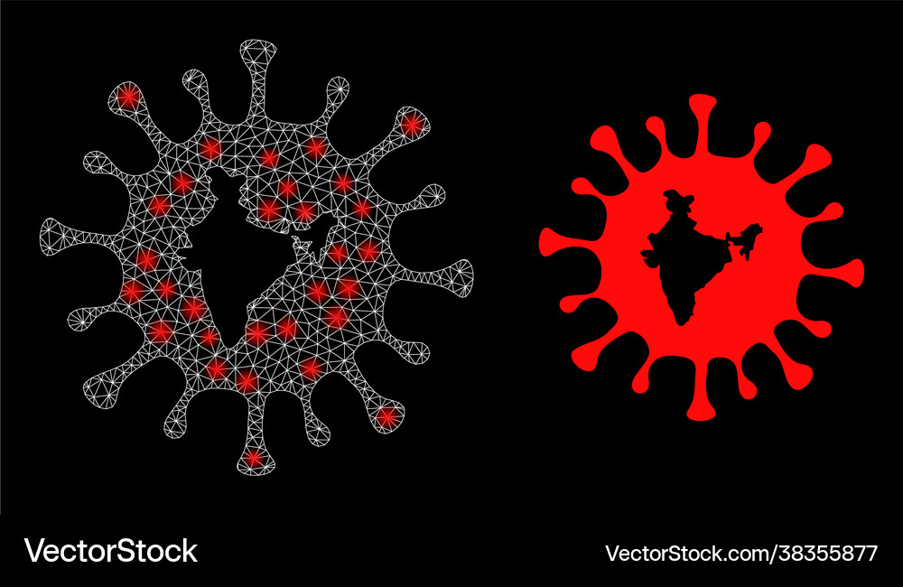 Bright polygonal mesh indian covid19 virus Vector Image
