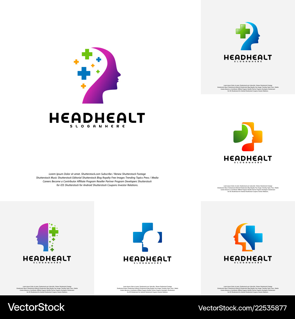 Collection head health logo template Royalty Free Vector