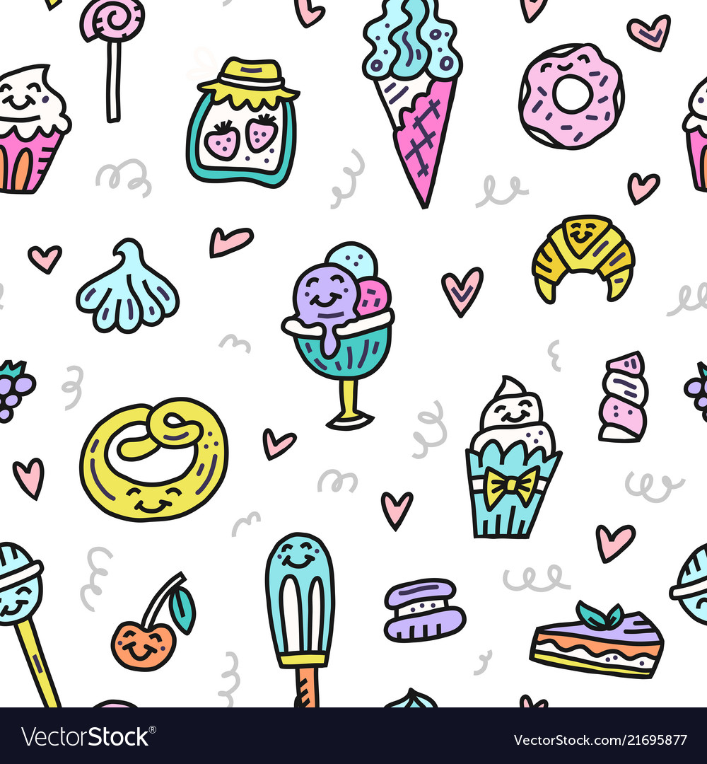 Desserts seamless pattern Royalty Free Vector Image