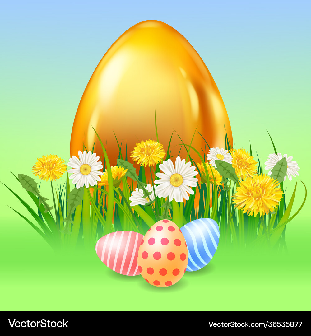 Easter gold egg banner template golden shine Vector Image
