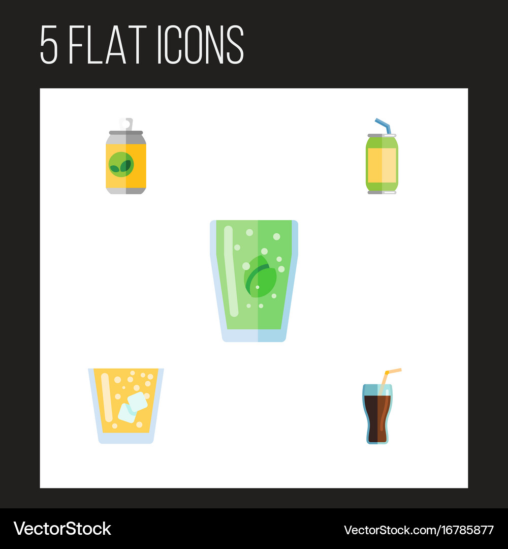 Flat icon drink set of lemonade cup Royalty Free Vector