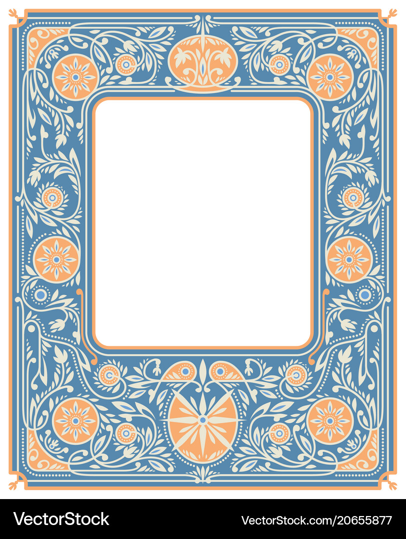 Floral border or framewhite space in the centre Vector Image