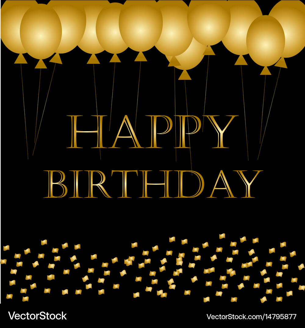 Gold Balloons Birthday Sparkles Royalty Free Vector Image