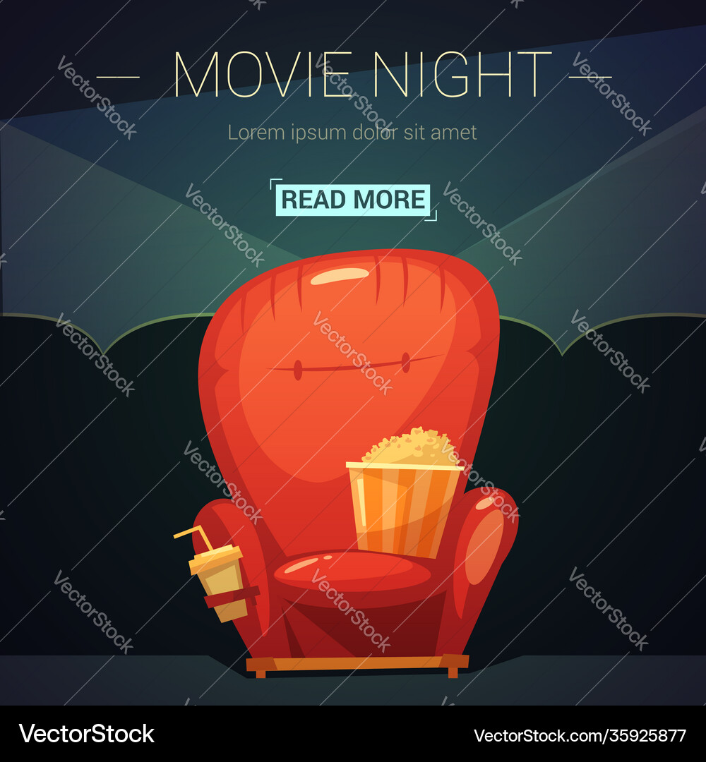Movie night cartoon Royalty Free Vector Image - VectorStock