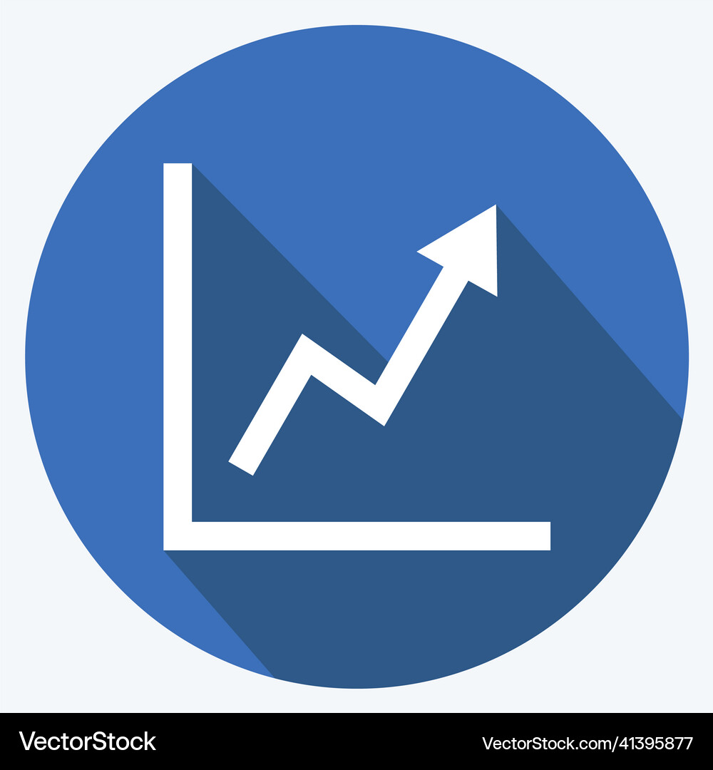 Rising line graph icon in trendy long shadow Vector Image