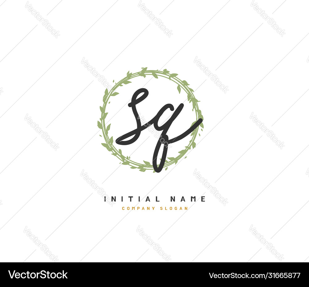 S q sq beauty initial logo handwriting logo Vector Image