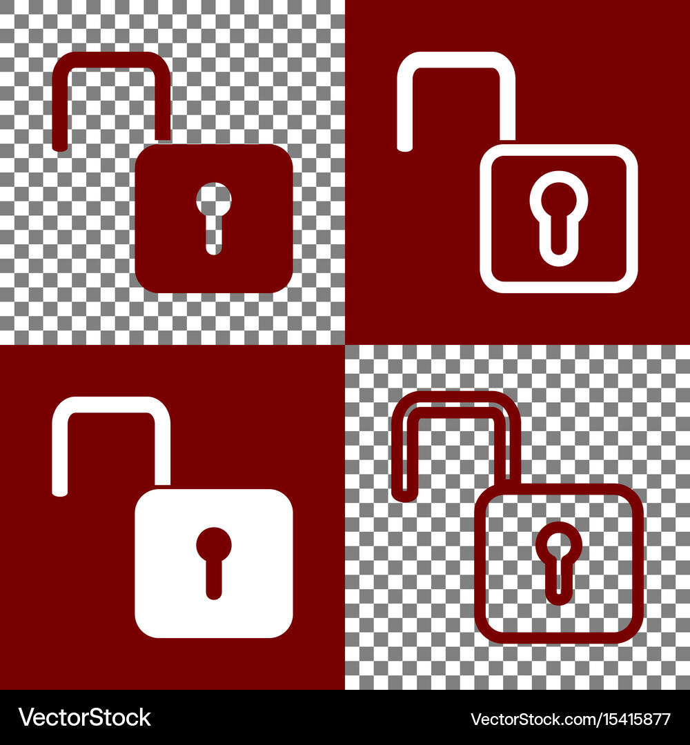 Unlock sign bordo and white Royalty Free Vector Image