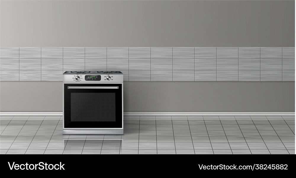 3d realistic mockup - stove in kitchen Royalty Free Vector