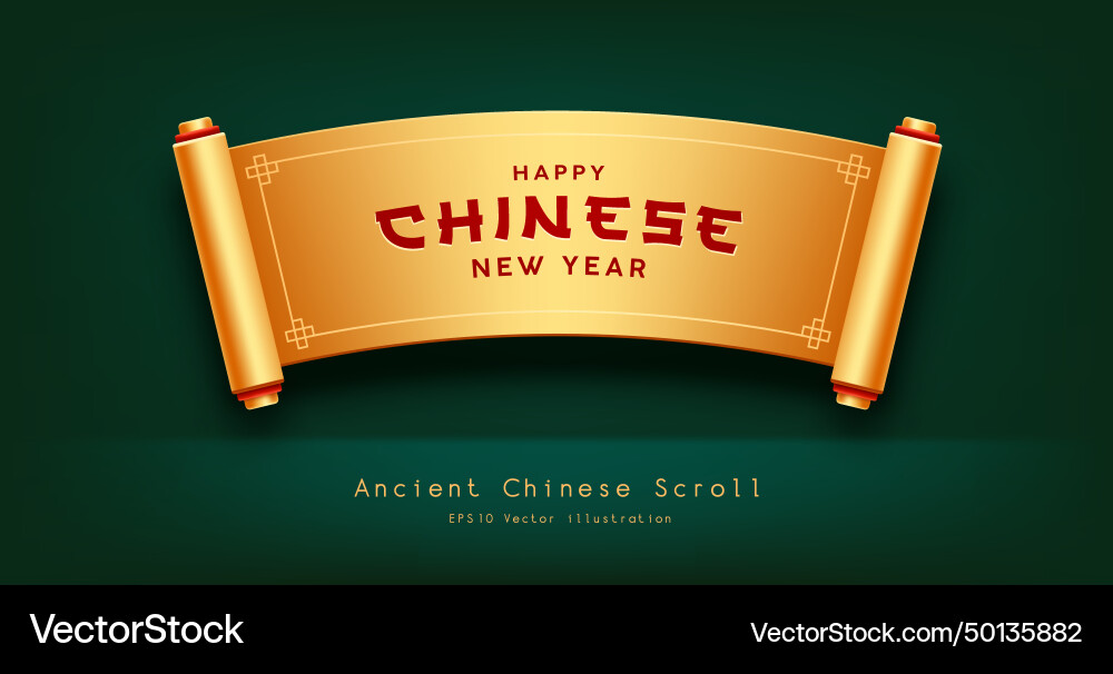 Ancient scroll chinese new year gold color Vector Image