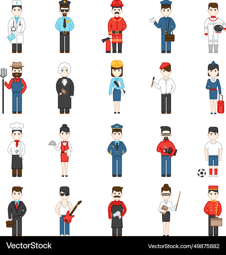 Cartoon characters of different professions Vector Image