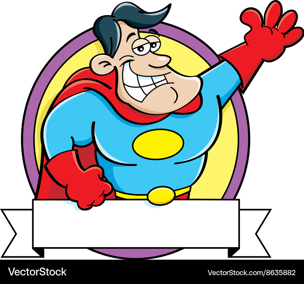 Cartoon Super Hero with a Banner Royalty Free Vector Image