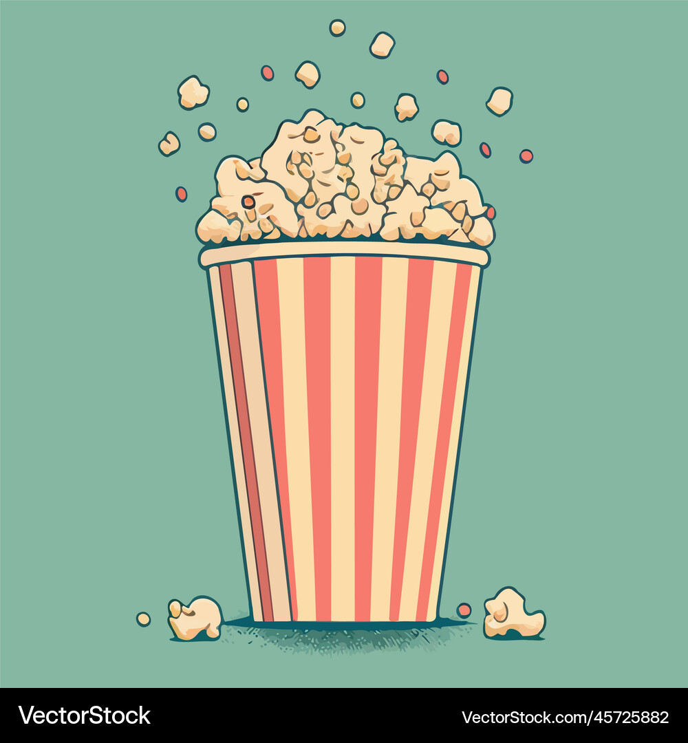 Cinema style popcorn jar filled with popcorn Vector Image