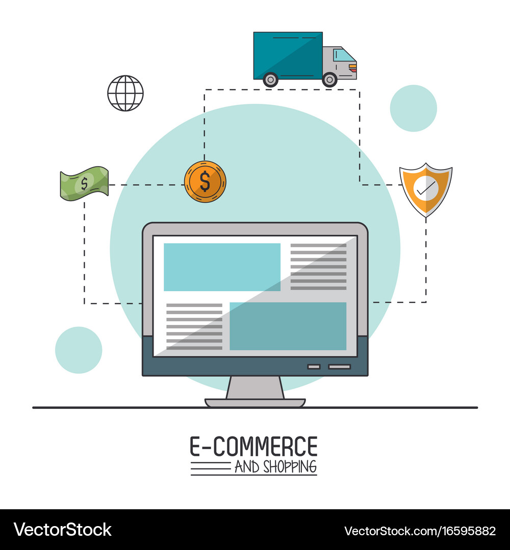 Colorful poster e-commerce and shopping Royalty Free Vector