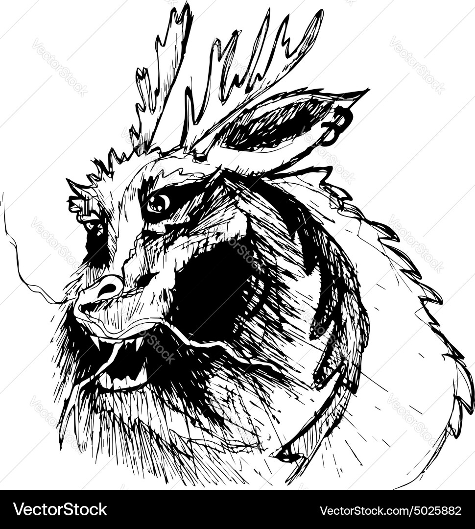 Dragon drawing by hand on the paper Royalty Free Vector