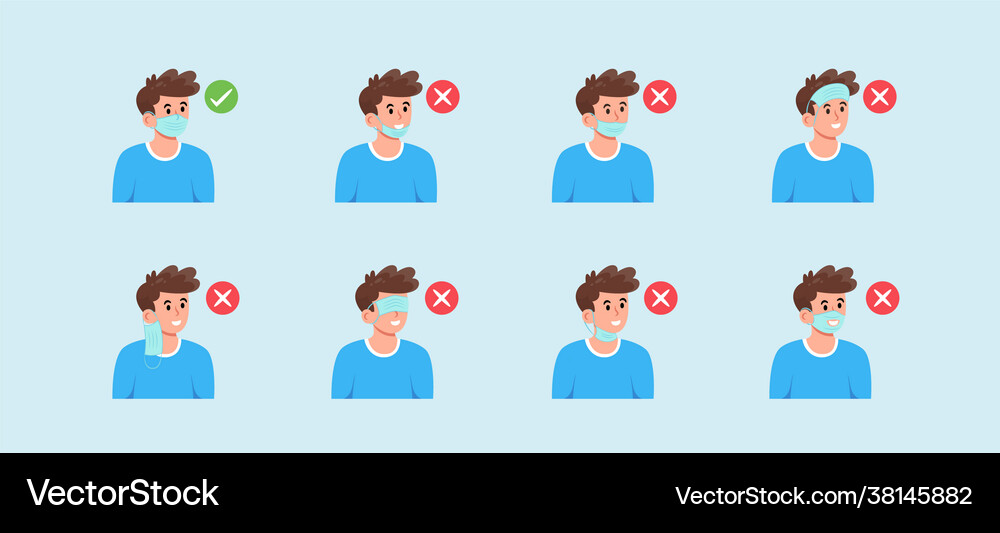 How to wear mask character Royalty Free Vector Image