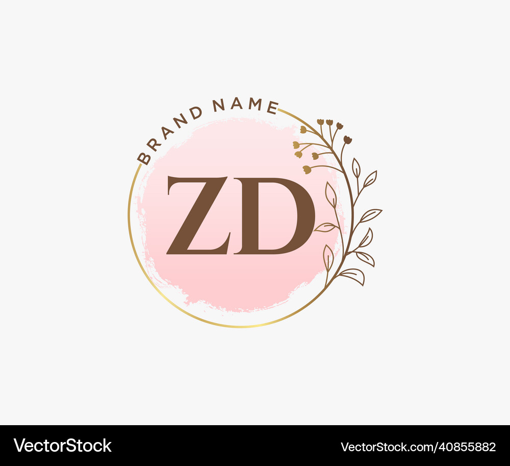 Initial zd feminine logo usable for nature salon Vector Image