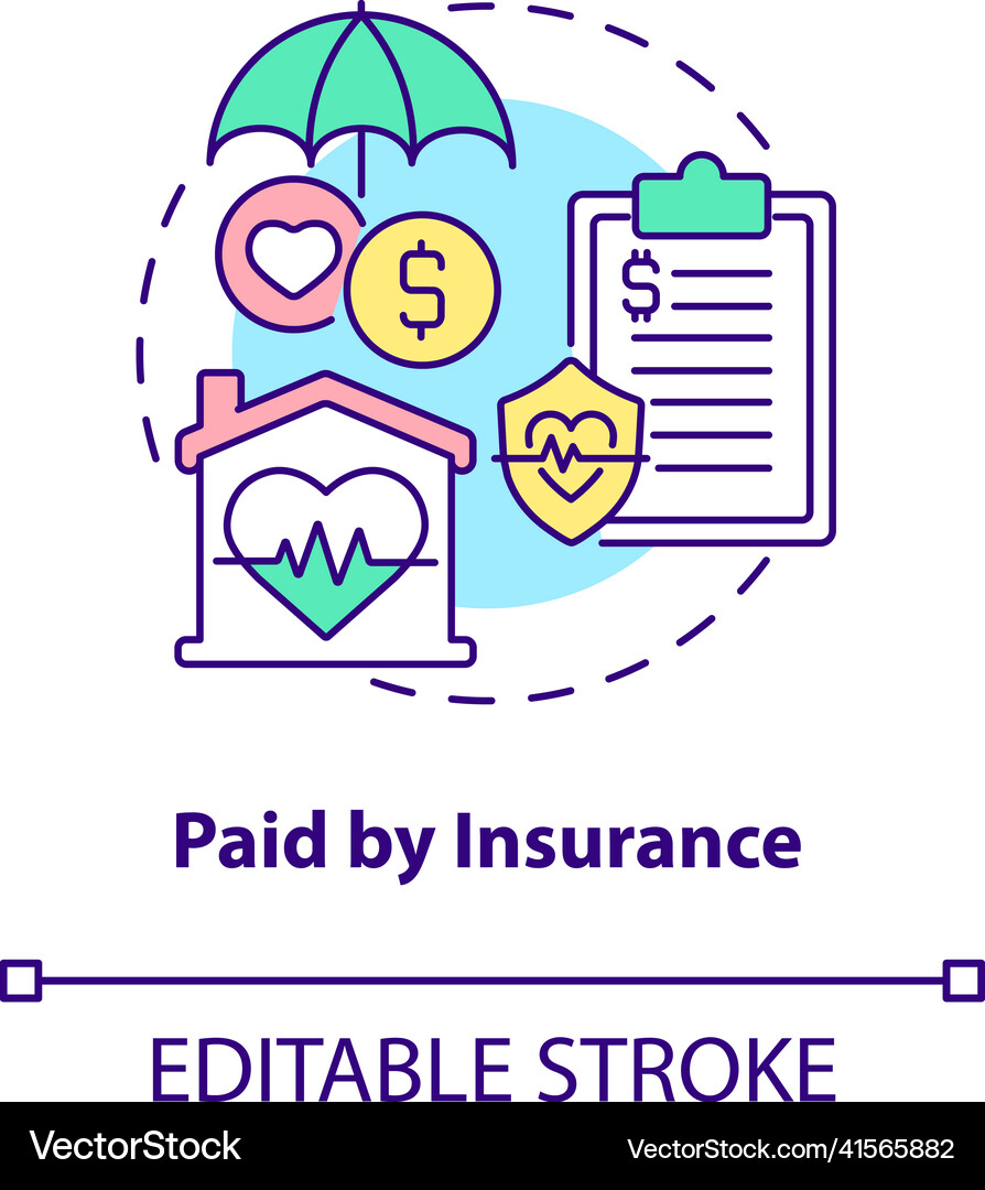 Paid by insurance concept icon Royalty Free Vector Image