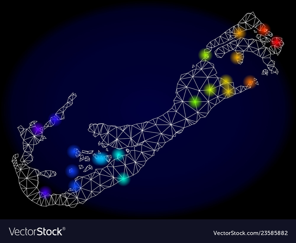 Polygonal 2d mesh map bermuda islands Royalty Free Vector
