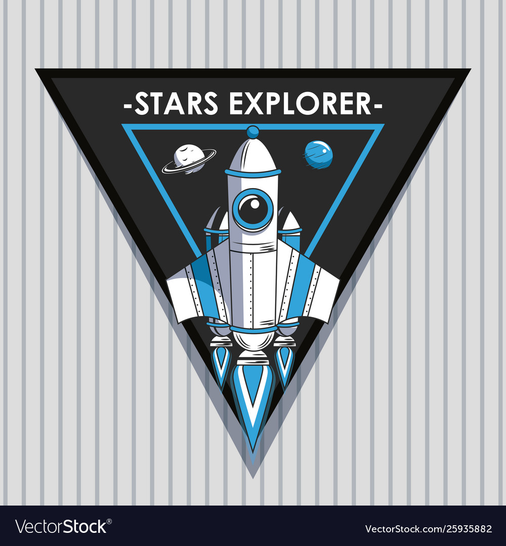 Space explorer patch emblem design Royalty Free Vector Image