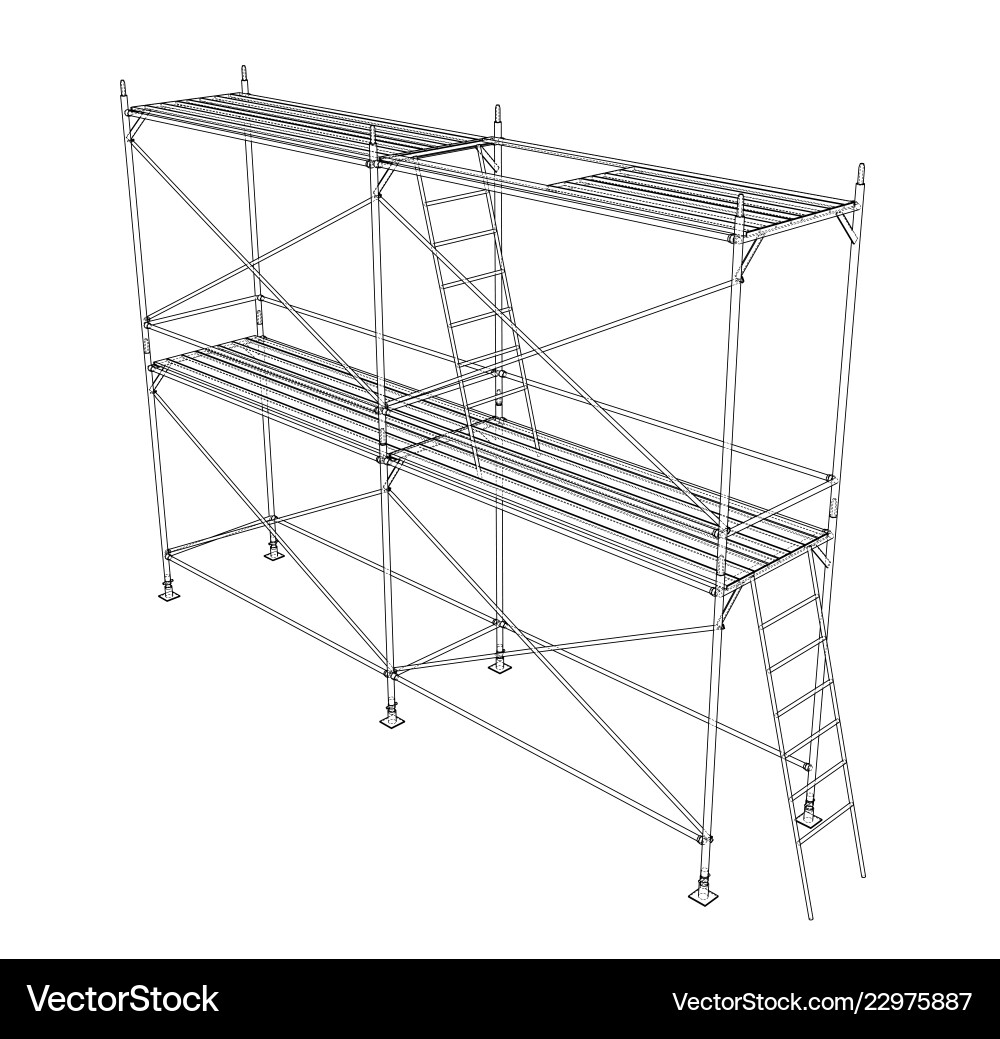 3d outline scaffold rendering of Royalty Free Vector Image