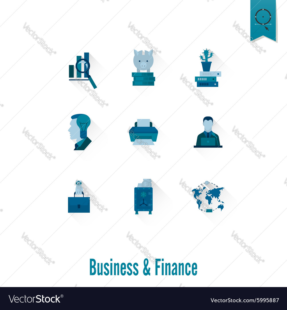 Business and finance icon set Royalty Free Vector Image
