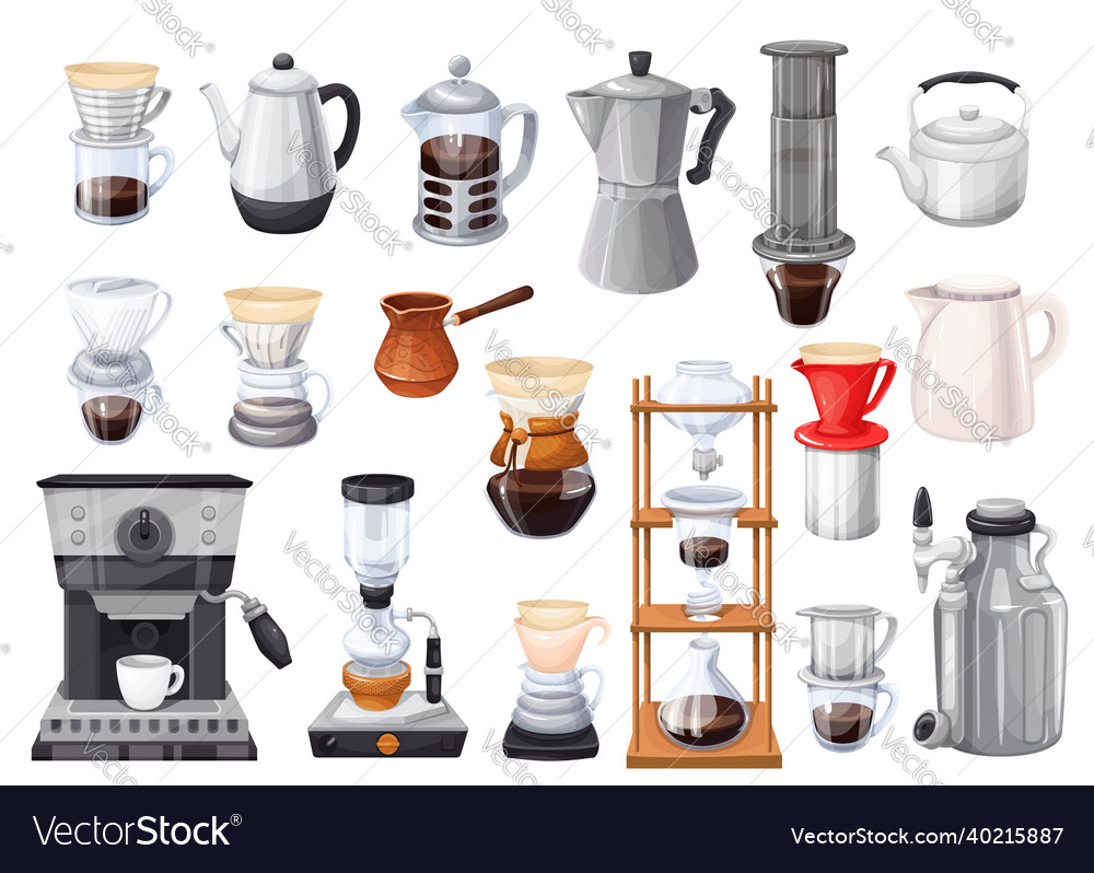 Coffee maker set Royalty Free Vector Image - VectorStock