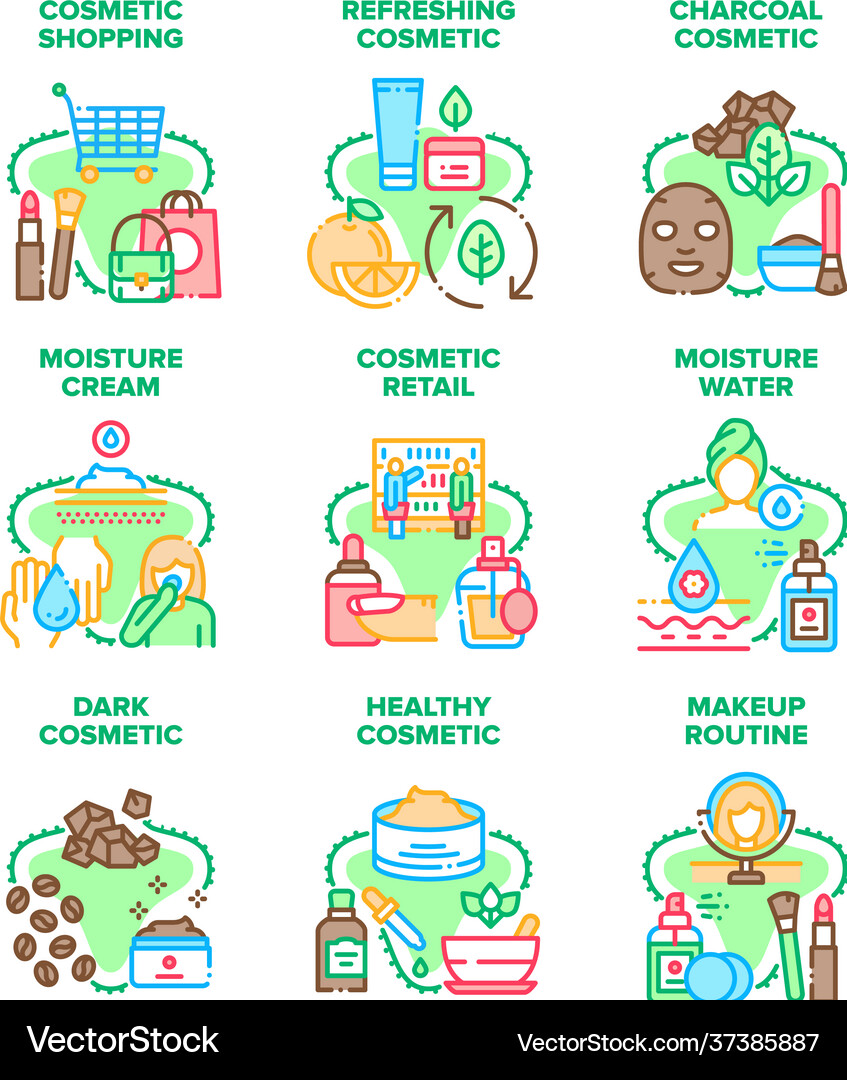 Cosmetic retail set icons Royalty Free Vector Image