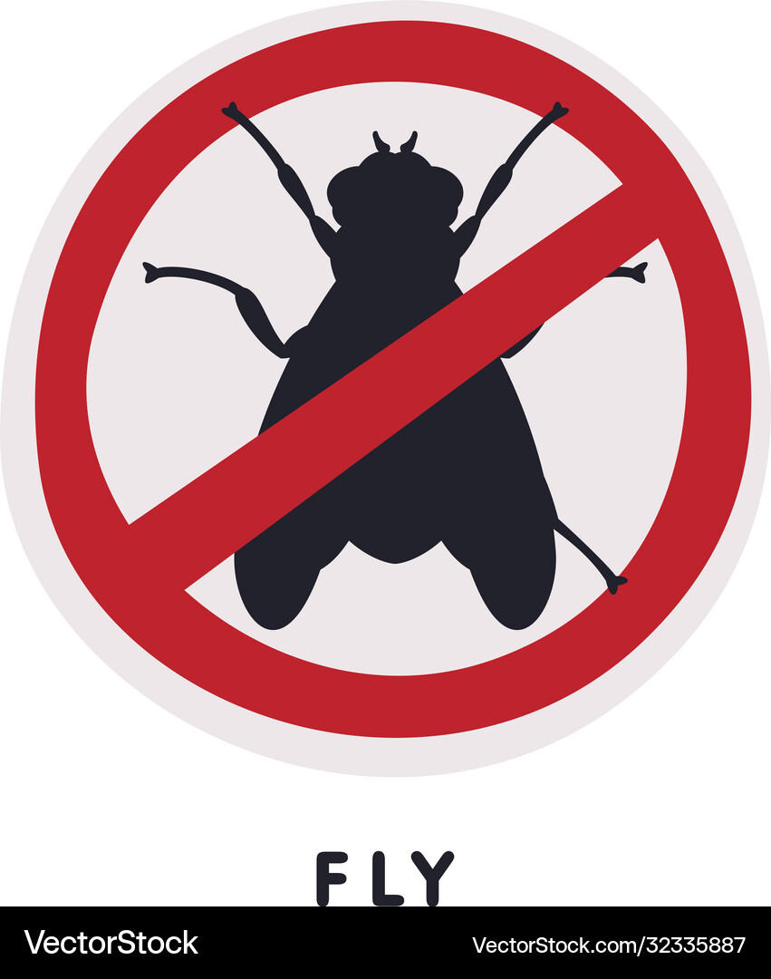 Fly insect prohibition sign pest control Vector Image