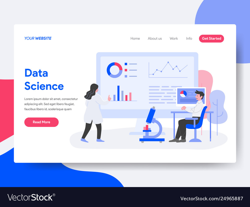 Landing page template data science concept Vector Image