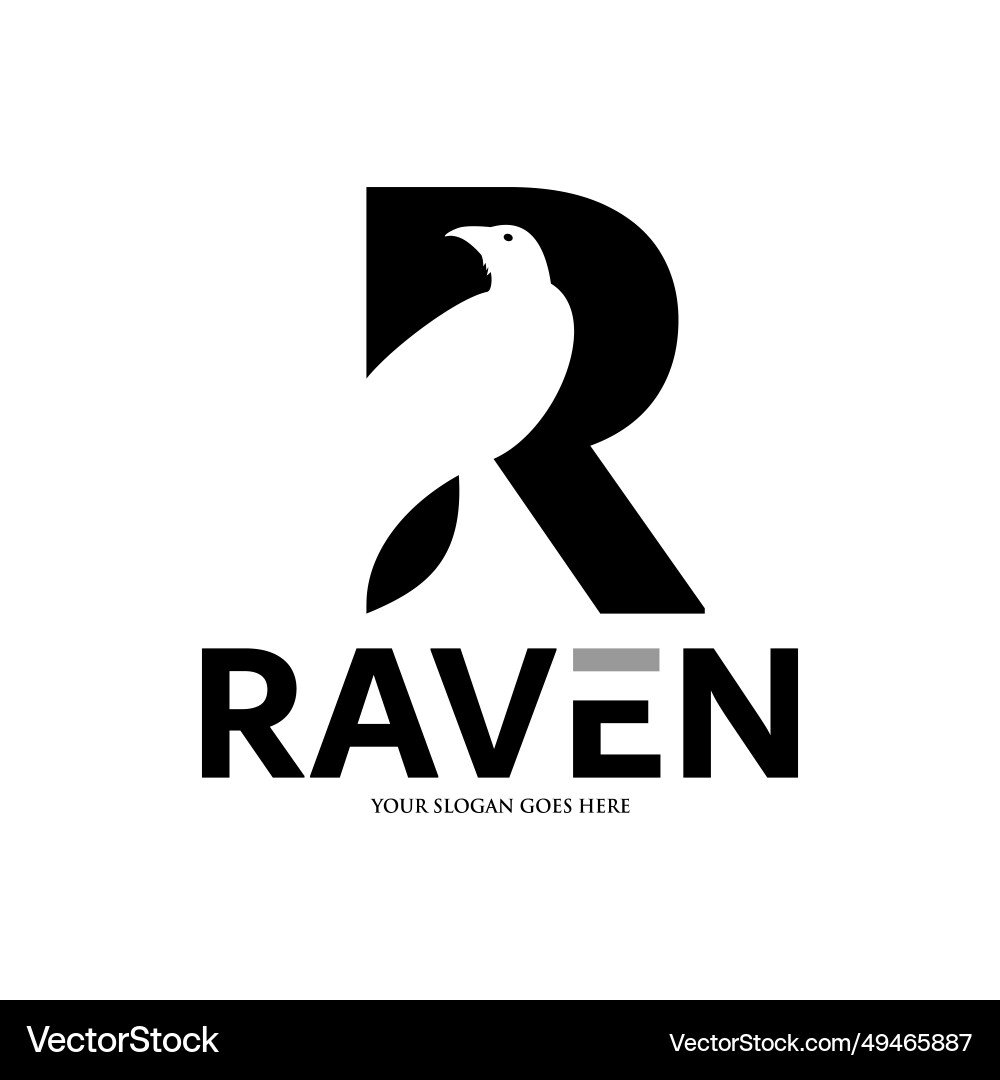 Letter r raven logo design Royalty Free Vector Image