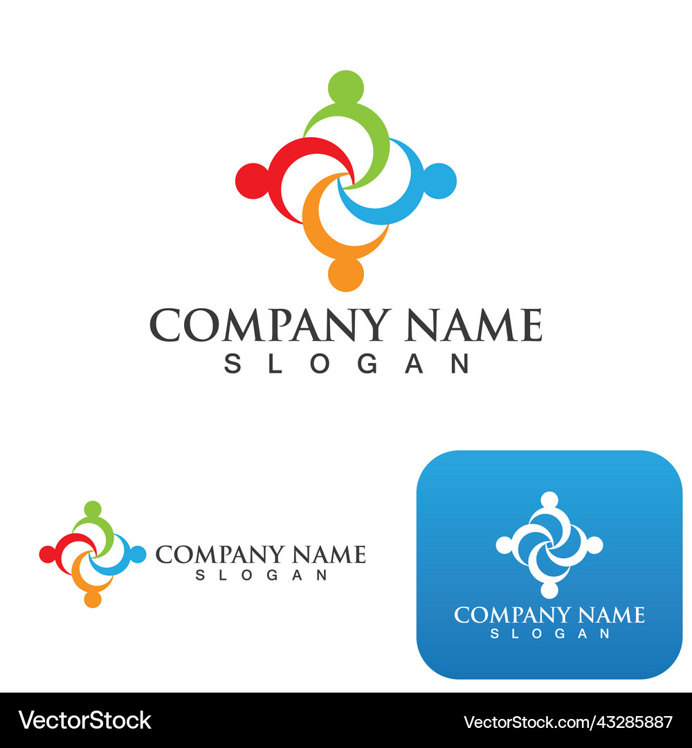 People group logo network and social icon Vector Image