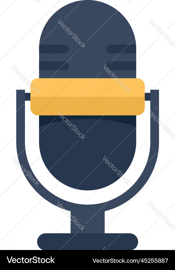 Podcast home microphone icon flat style Royalty Free Vector