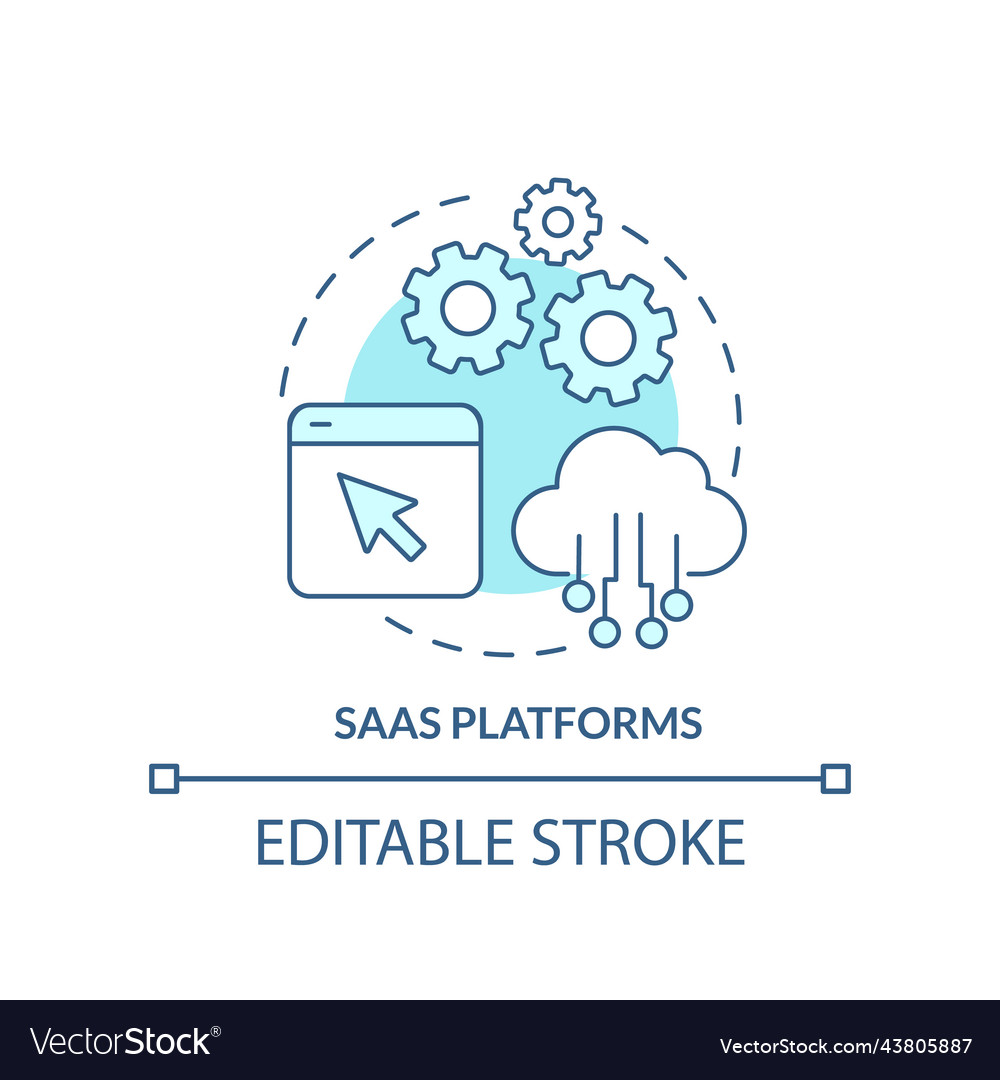 Saas platforms turquoise concept icon Royalty Free Vector Saas platforms turquoise concept icon Royalty Free Vector
